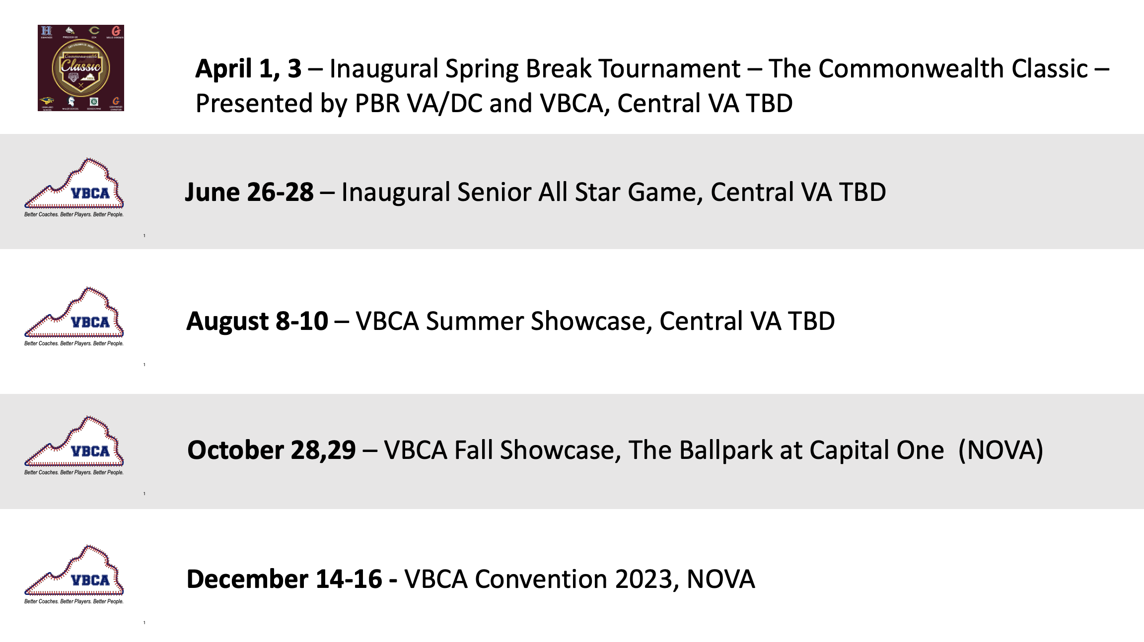 2023 VBCA Updates - VBCA